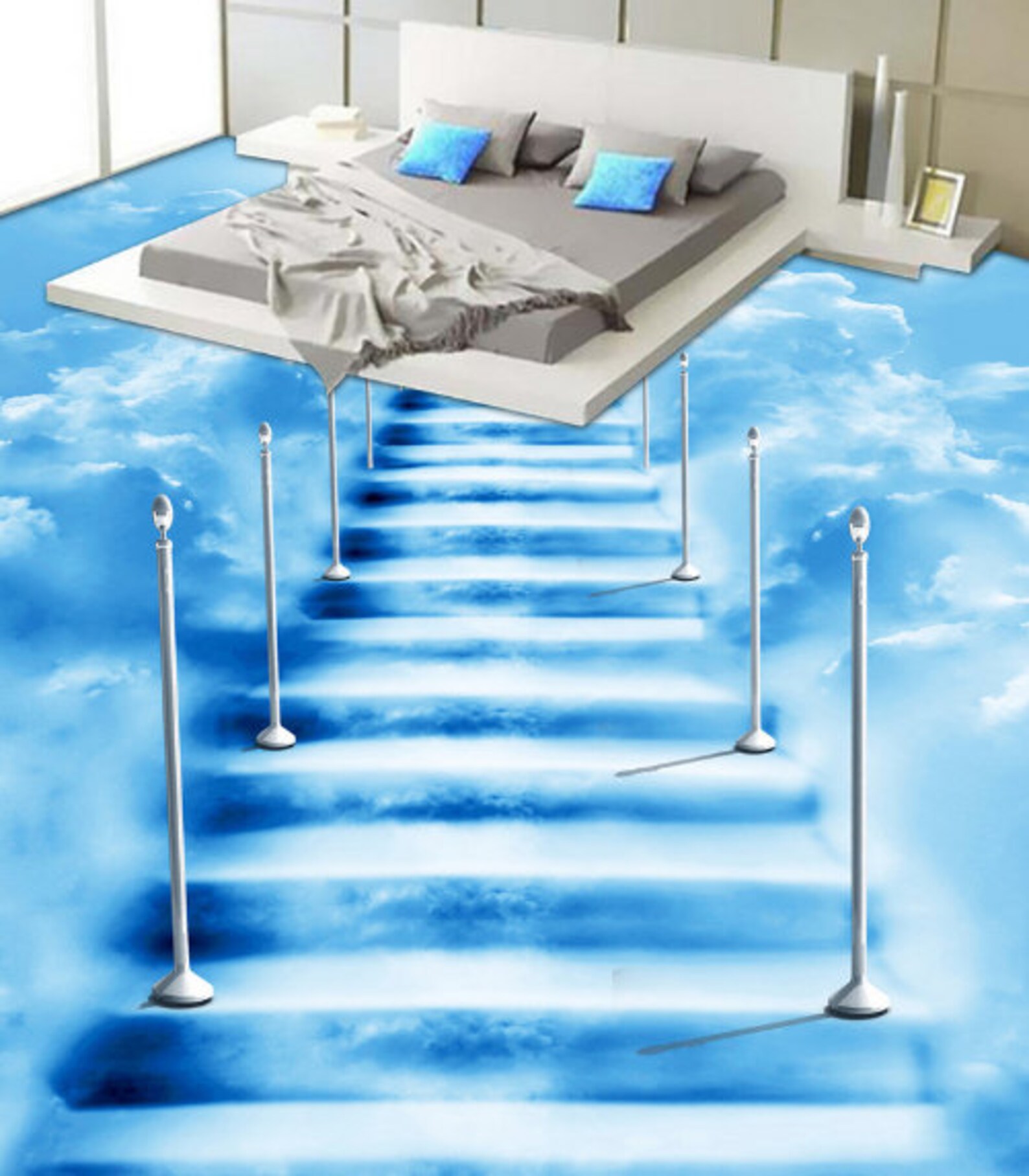 3D Cloud Stairs 1314 Floor Wallpaper Murals Self-adhesive - Etsy