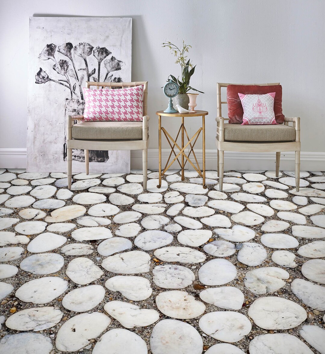 3D White Stone 1402 Floor Wallpaper Murals Self-adhesive Removable ...