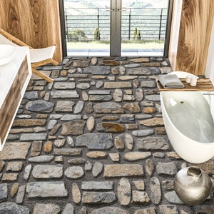 3D Grey Stone 3290 Floor Wallpaper Murals Self-adhesive Removable ...