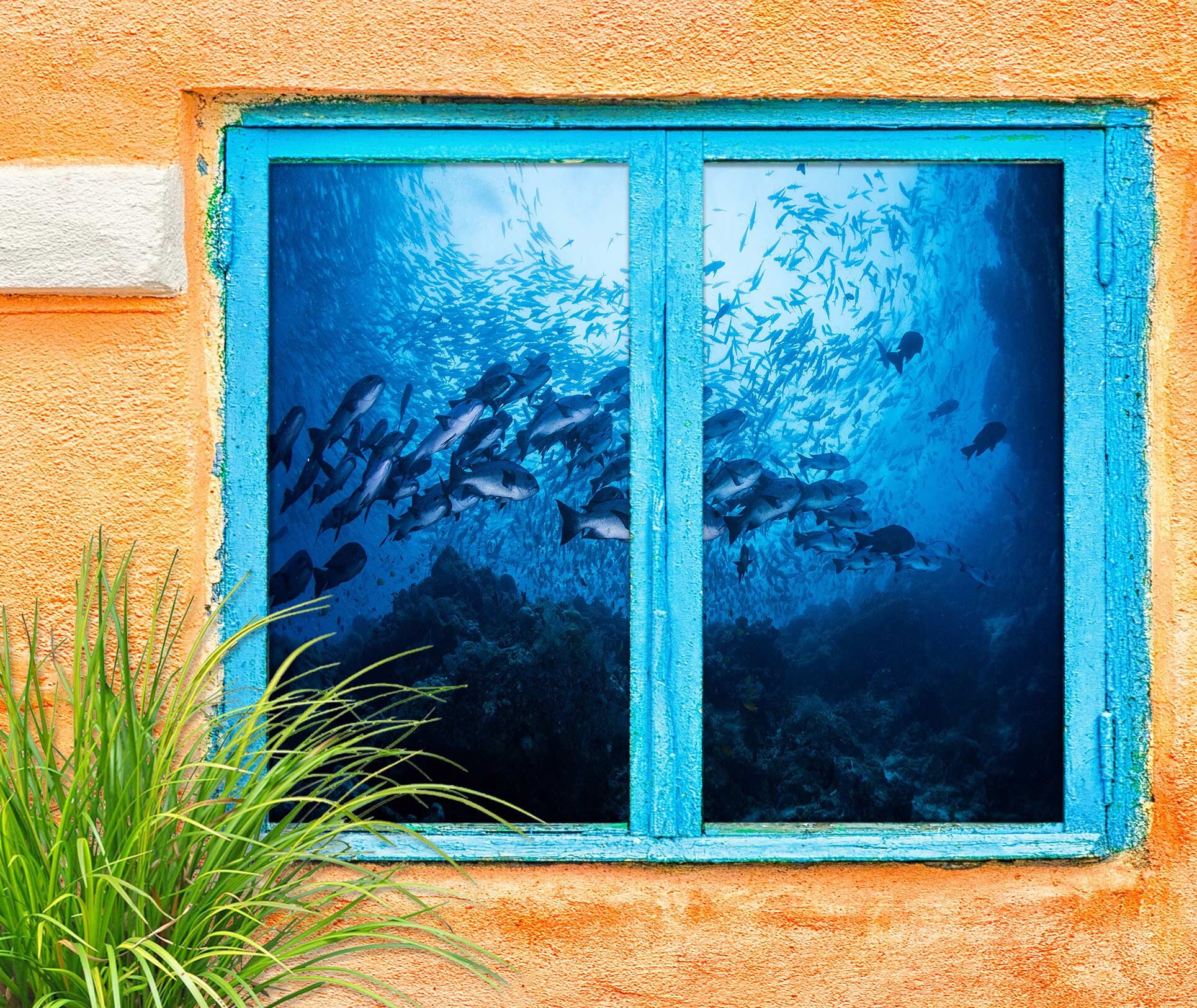 3D Blue Ocean W8841 Window Film Print Sticker Cling Stained Glass Xmas ...