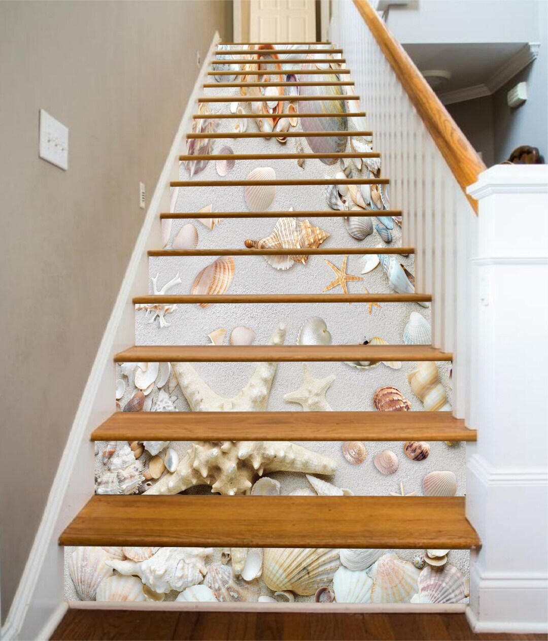 3D Shell Starfish S1431 Pattern Tile Marble Stair Risers Decoration ...