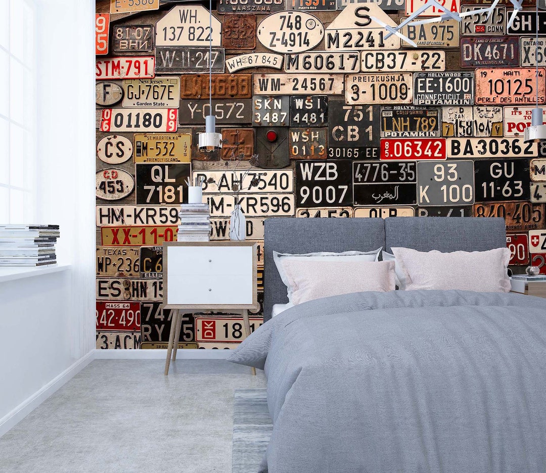 License Plate 1356 Wallpaper Mural Self Adhesive Peel and Stick Wall ...