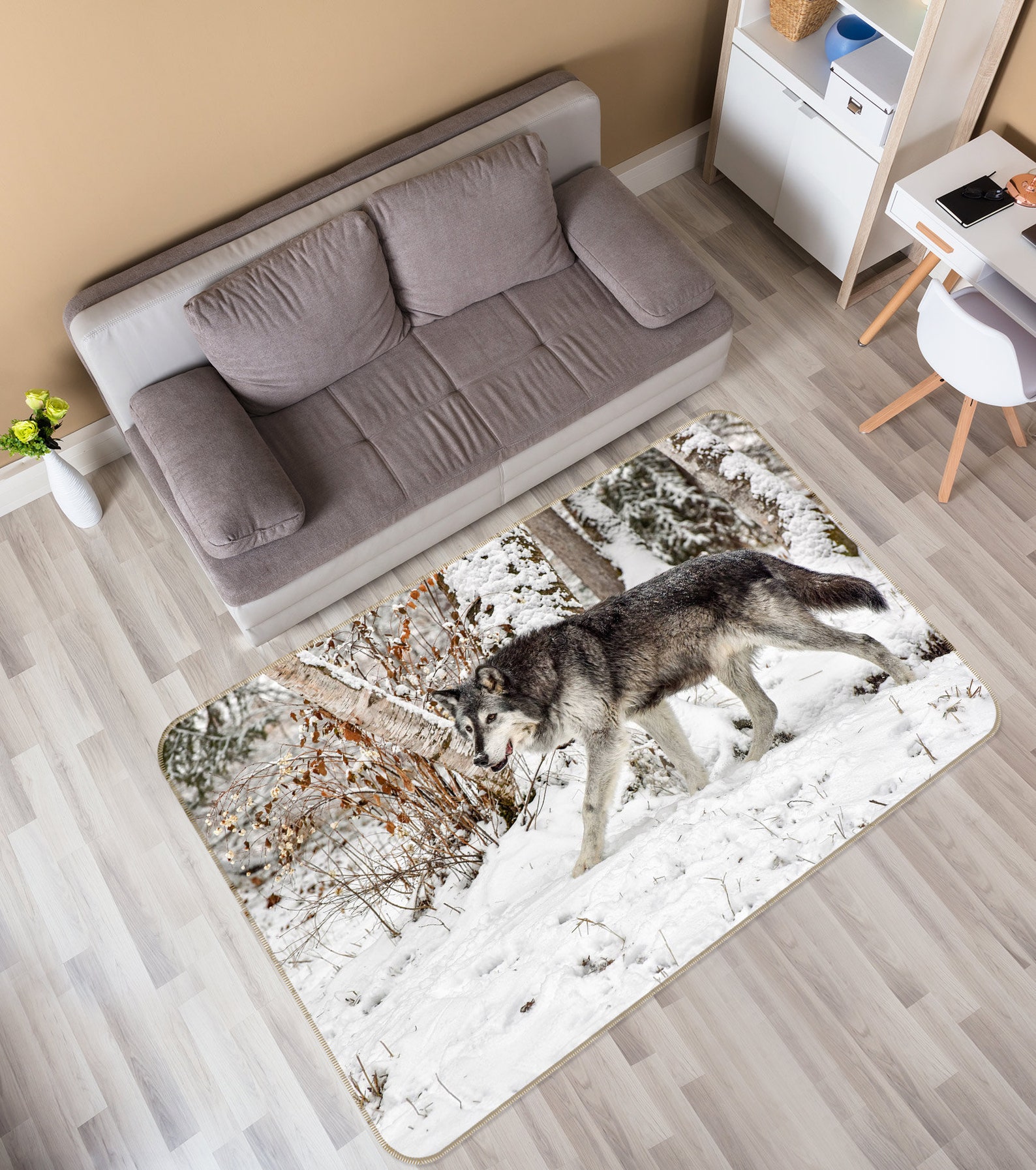 3D Wild Wolf FA1130 Floor Non Slip Rug Carpet Room Mat Round - Etsy