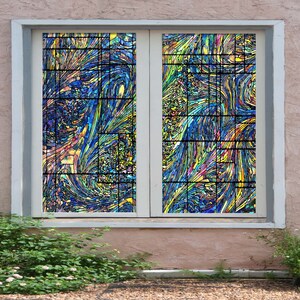 3D Dream Colors W6532 Window Film Print Sticker Cling Stained Glass ...