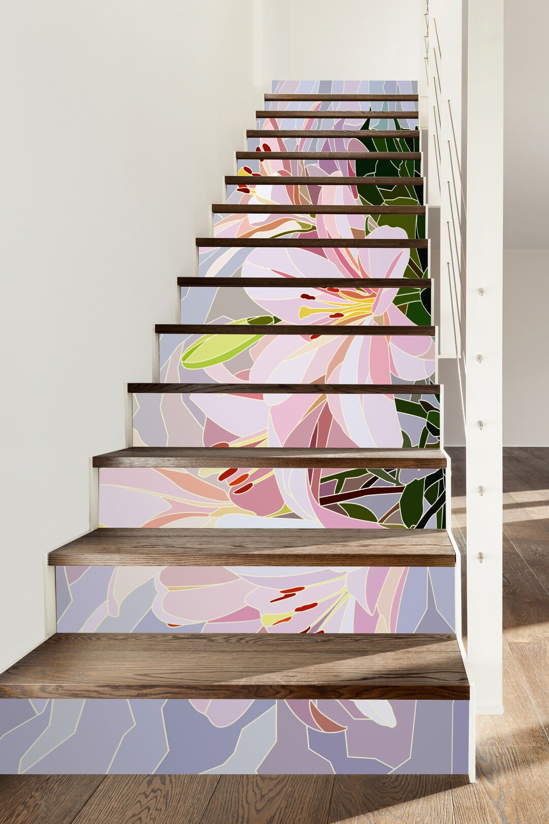 3D Pink Lily SS1000 Pattern Tile Marble Stair Risers - Etsy