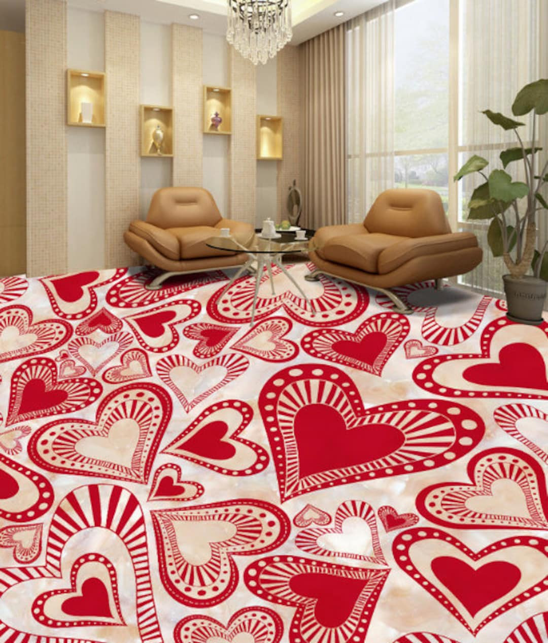 3D Red Heart 1002 Floor Wallpaper Murals Self-adhesive - Etsy