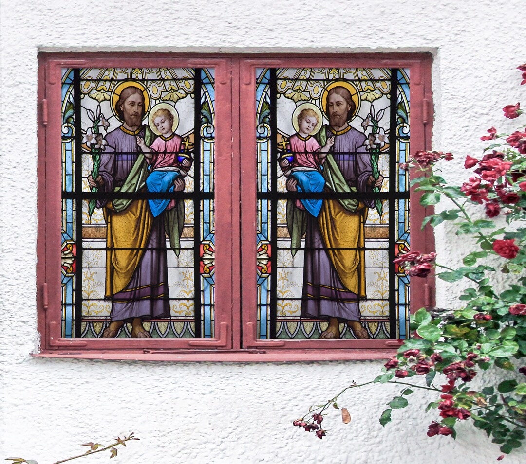 3D Priest Children W2609 Window Film Print Sticker Cling Stained Glass ...