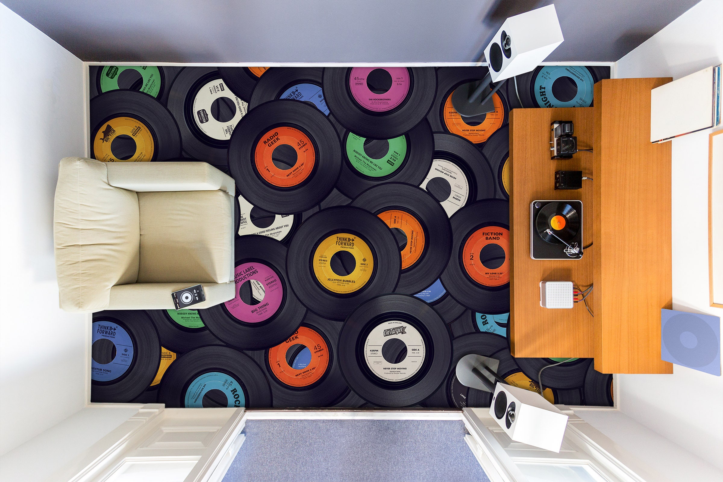 3D Vinyl Records 9091 Floor Wallpaper Murals Self-adhesive - Etsy Canada