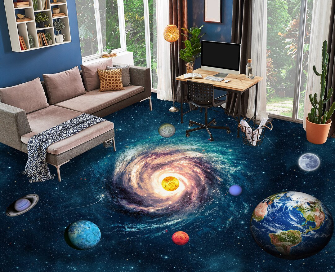 3D Planet Earth Saturn 1666 Floor Wallpaper Murals Self-adhesive ...