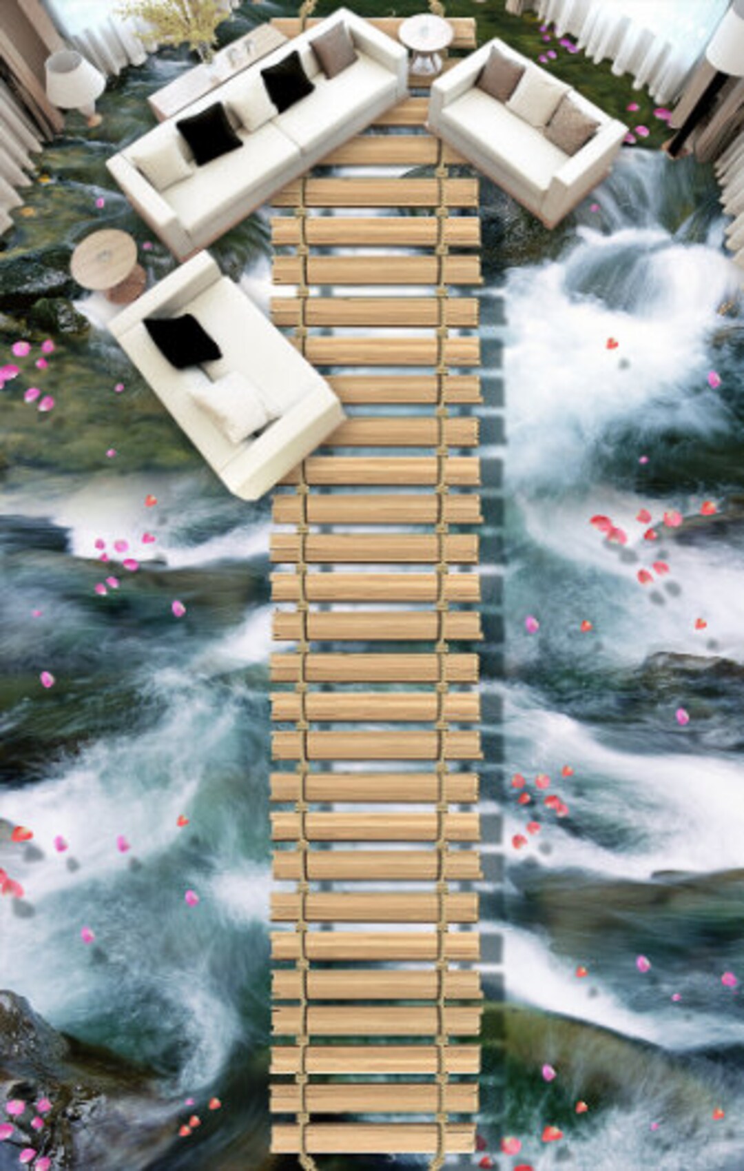 3D River Bridge 1162 Floor Wallpaper Murals Self-adhesive Removable ...