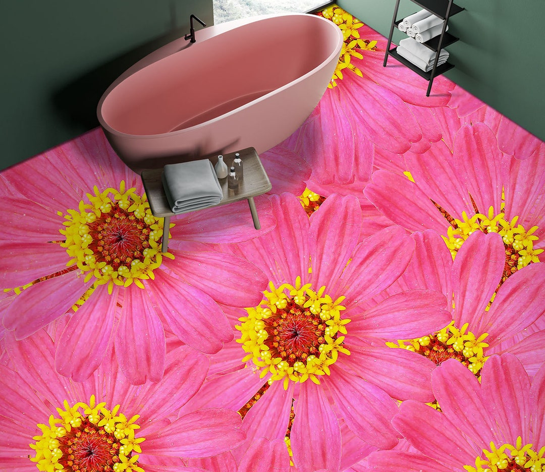 3D Pink Daisy Flower 1895 Floor Wallpaper Murals Self-adhesive ...