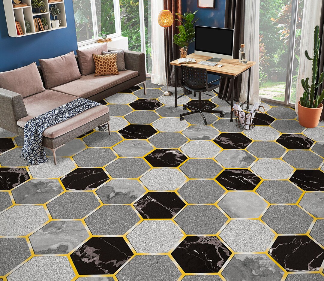 3D Hexagon Texture 8738 Floor Wallpaper Murals Self-adhesive Removable ...