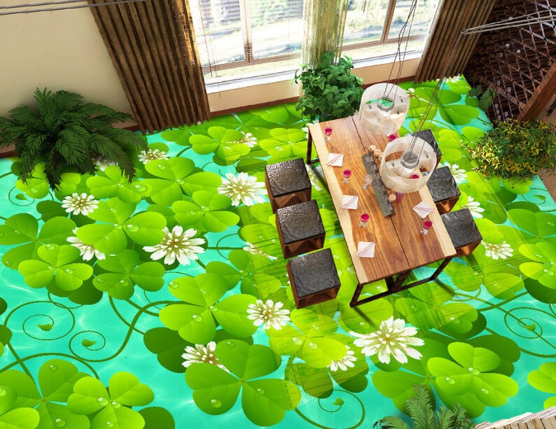 3D Flower Clover 0791 Floor Wallpaper Murals Self-adhesive | Etsy