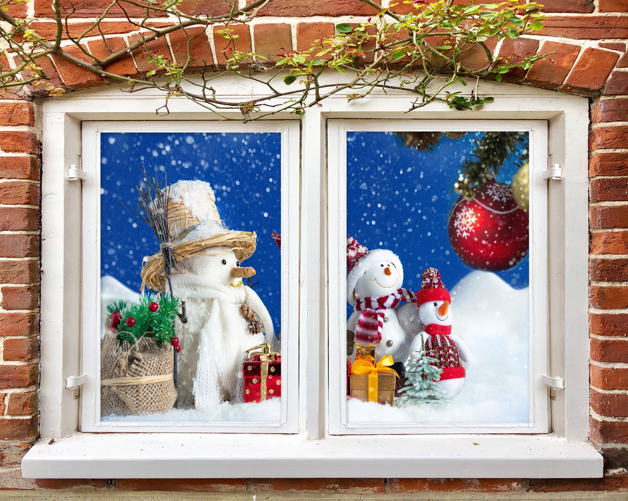 3D Snowmen W90 Christmas Window Film Print Sticker Cling - Etsy UK