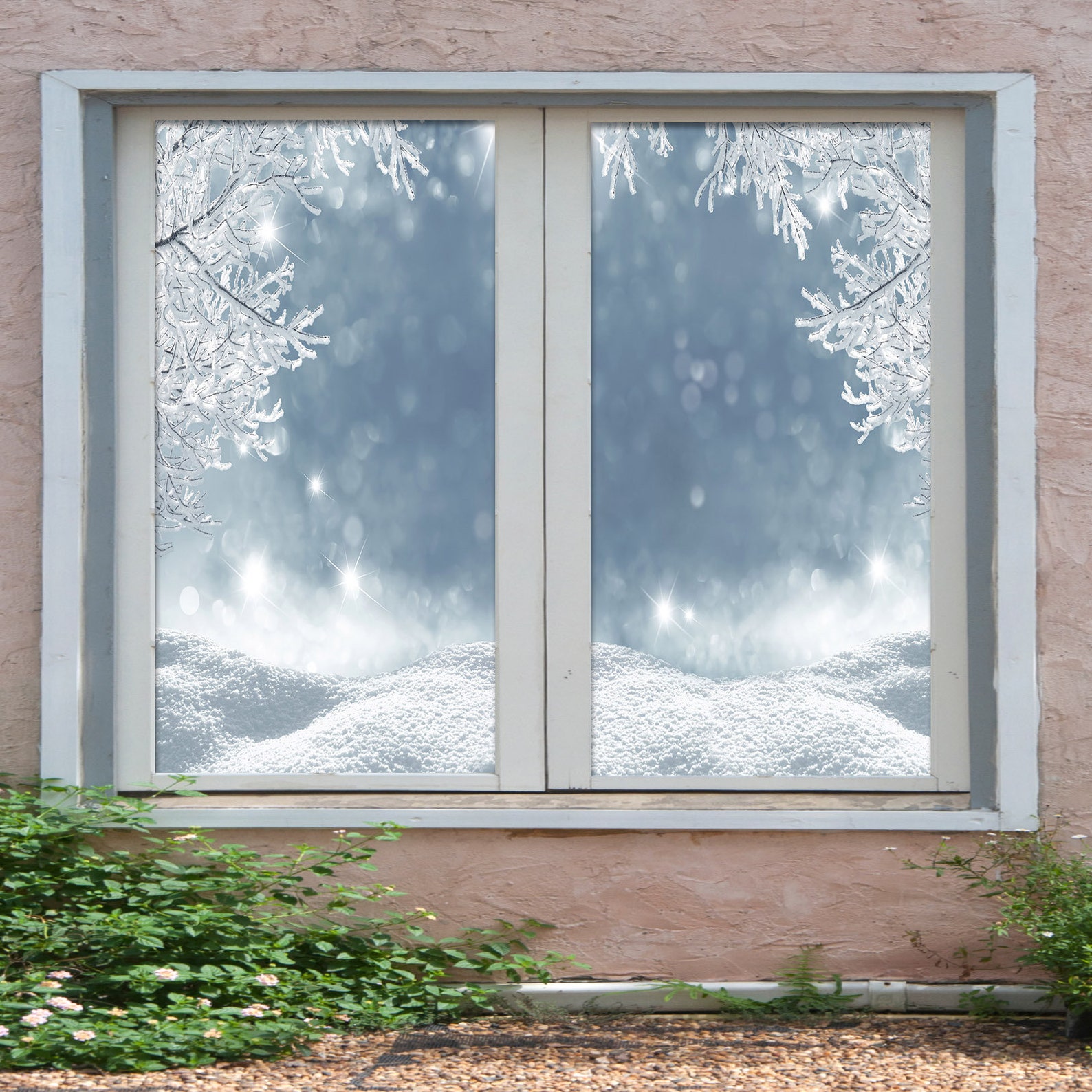 3D Snowflake W2233 Window Film Print Sticker Cling Stained Glass Xmas ...