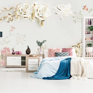 123x87312x219cm Embossed Rose 633 Wallpaper Mural Self Adhesive Peel ...