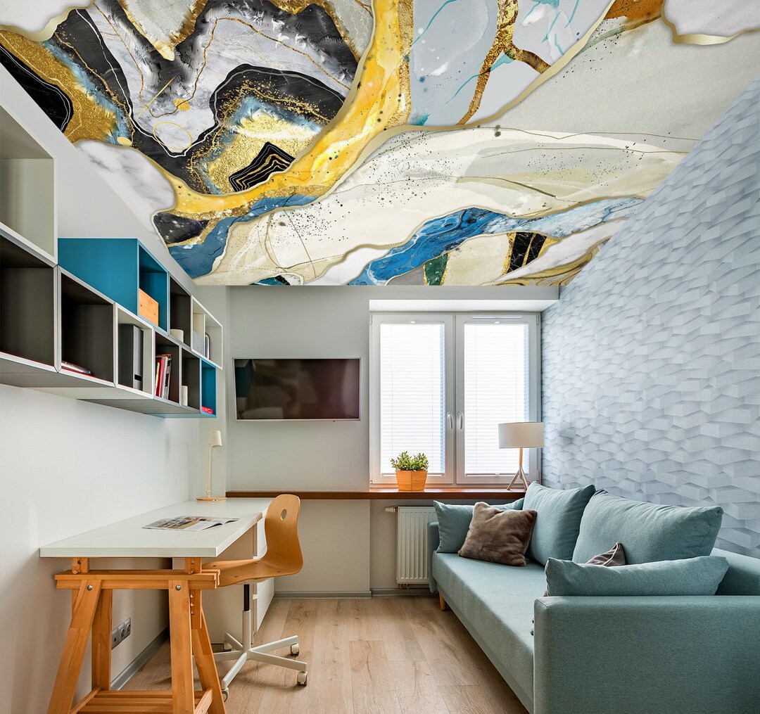 3D Mixed Texture C1133 Ceiling Wallpaper Removable Self Adhesive ...