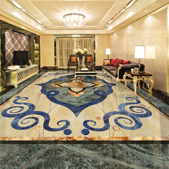 3D Blue Lace 1697 Floor Wallpaper Murals Self-adhesive - Etsy