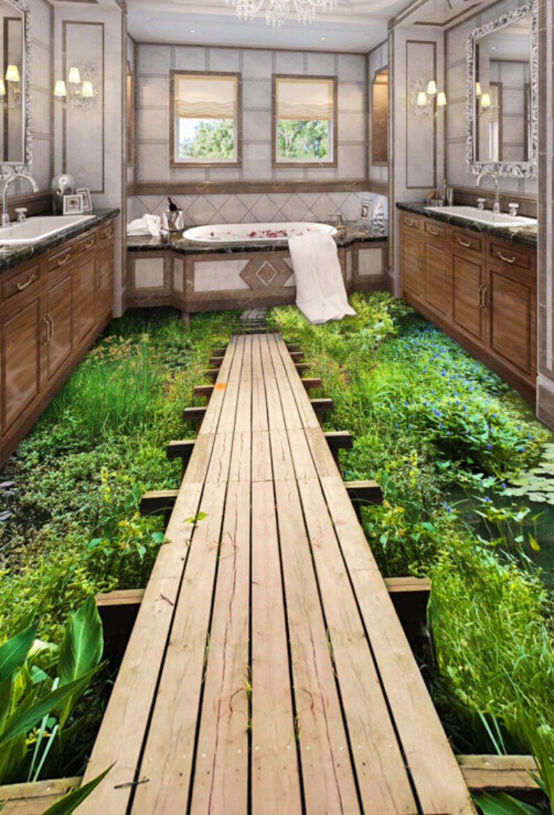 3D Bridge Grass 0523 Floor Wallpaper Murals Self-adhesive - Etsy