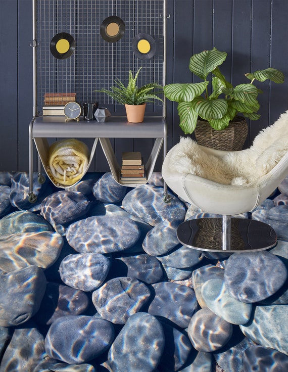 3D Ripples and Stones 6404 Floor Wallpaper Murals | Etsy