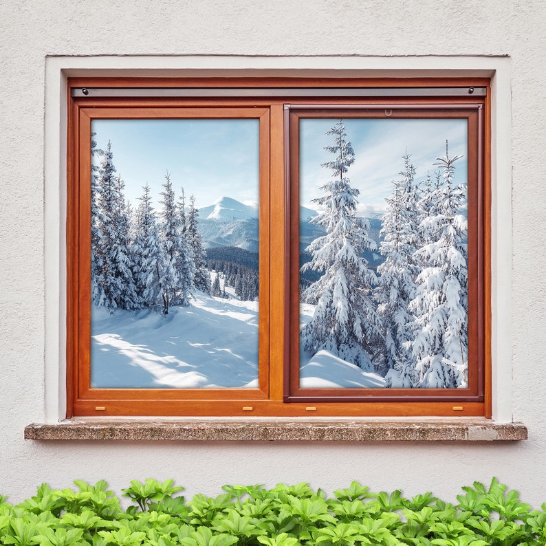 3D Snow Scene W393 Window Film Print Sticker Cling Stained - Etsy