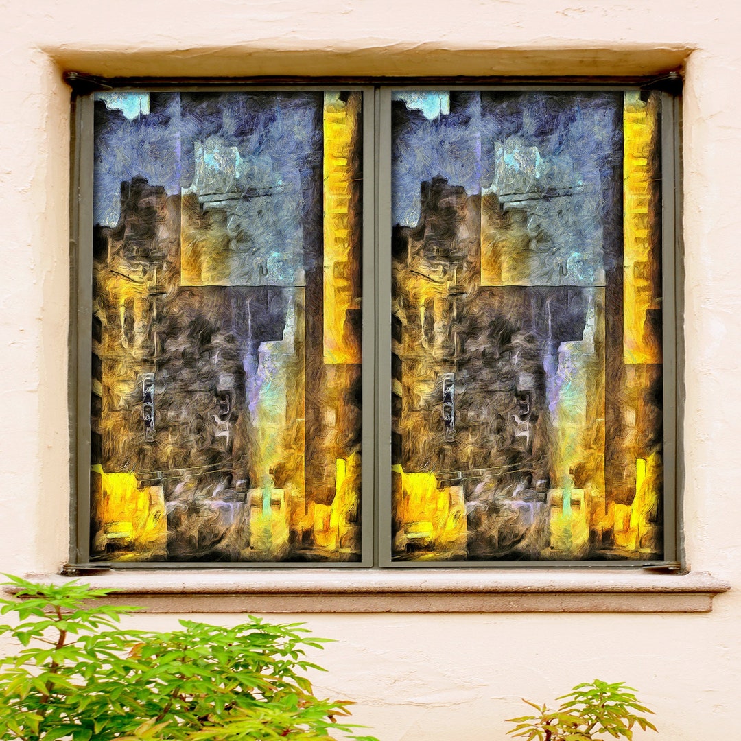 3D Golden Flame W6128 Window Film Print Sticker Cling Stained Glass ...