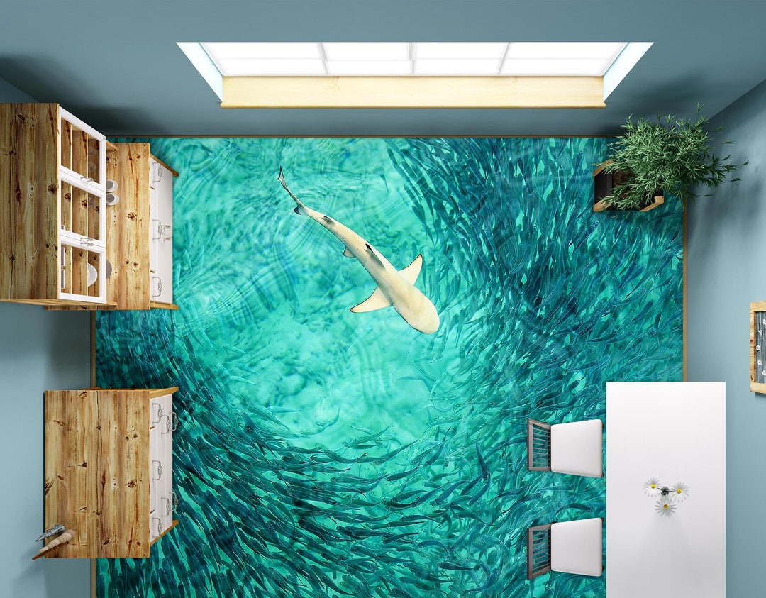 3D Ocean Fish 4416 Floor Wallpaper Murals Self-adhesive Removable ...