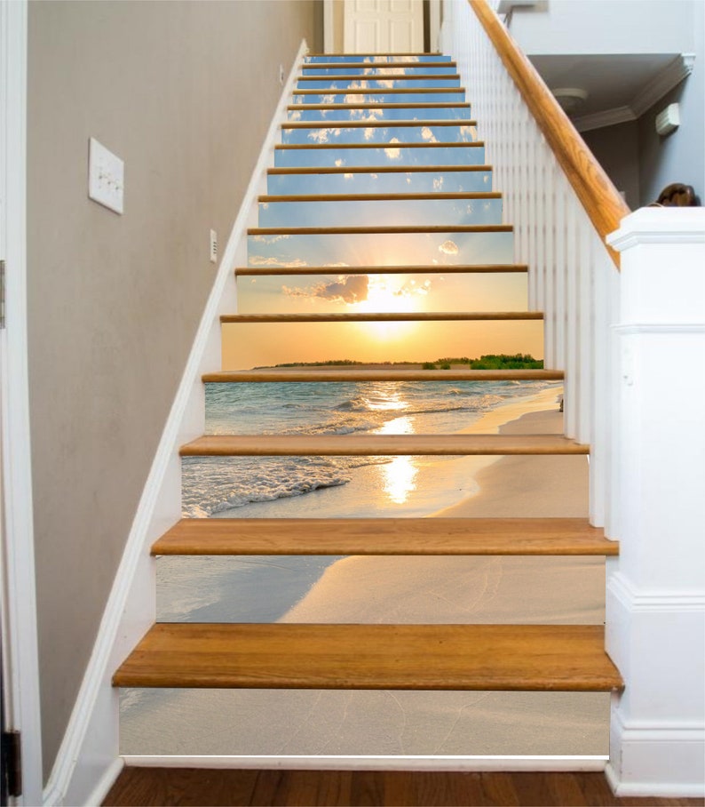 3D Charming Sunrise SS174 Pattern Tile Marble Stair Risers - Etsy