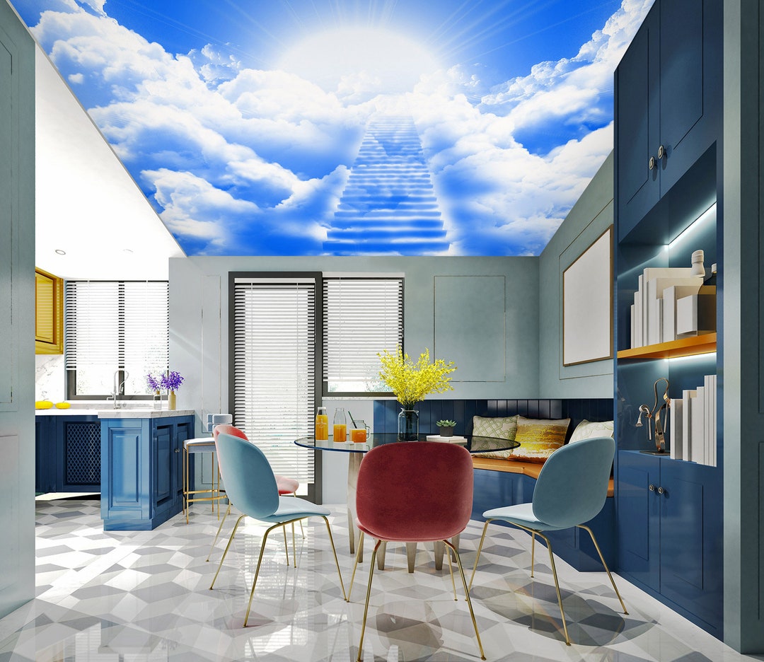 3D Sky Ladder C1659 Ceiling Wallpaper Removable Self Adhesive Wallpaper ...