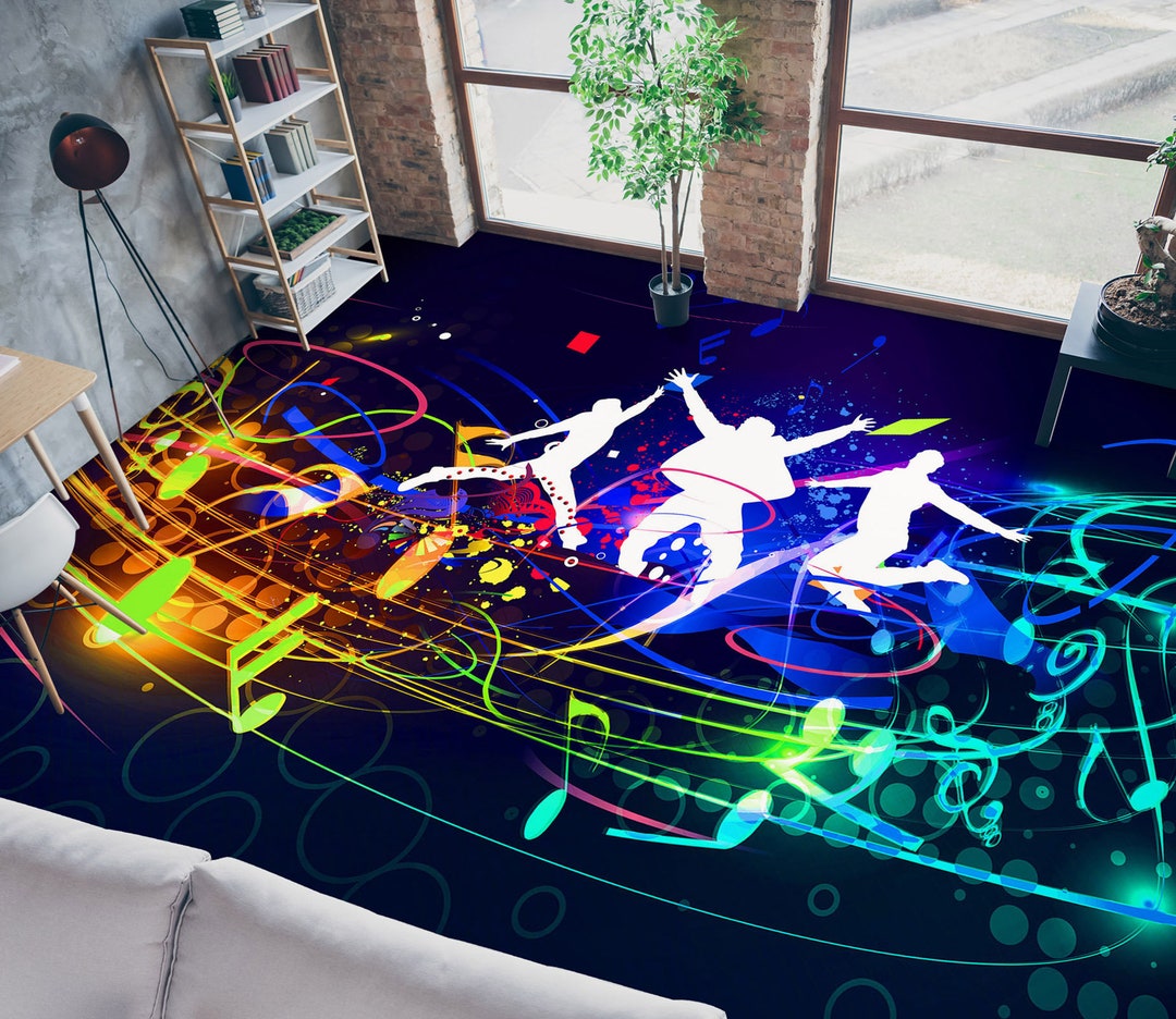 3D Music and Dance 9756 Floor Wallpaper Murals Self-adhesive Removable ...