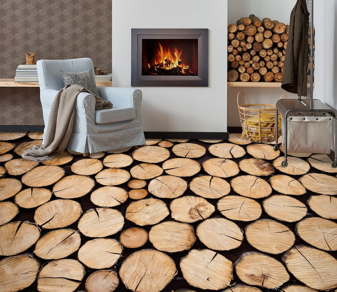 3D Round Tree Stump 7504 Floor Wallpaper Murals Self-adhesive Removable ...