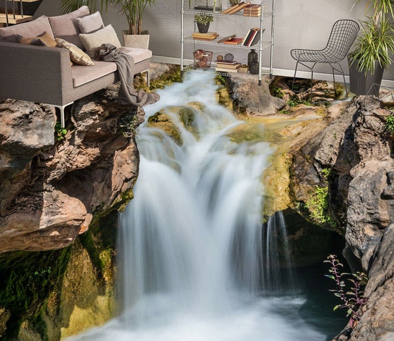 3D Waterfall Staggered 8218 Floor Wallpaper Murals - Etsy UK