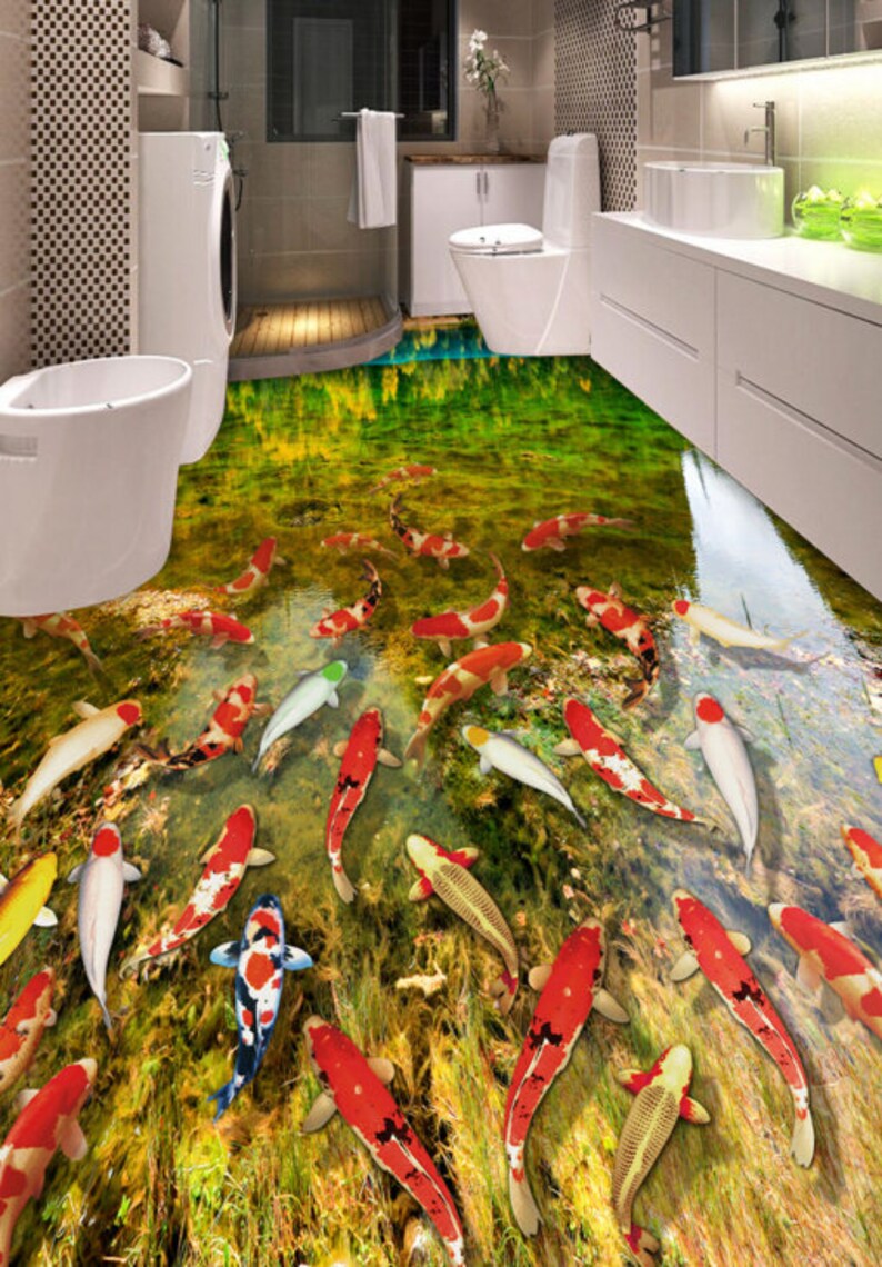 3D Goldfish River 0456 Floor Wallpaper Murals Self-adhesive - Etsy