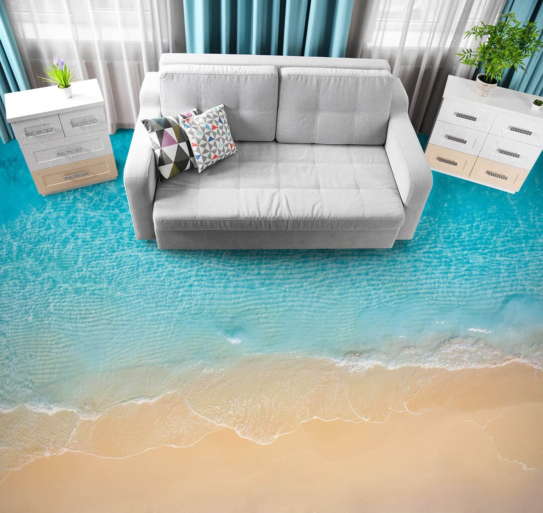 3D Ocean Beach 1370 Floor Wallpaper Murals Self-adhesive Removable ...
