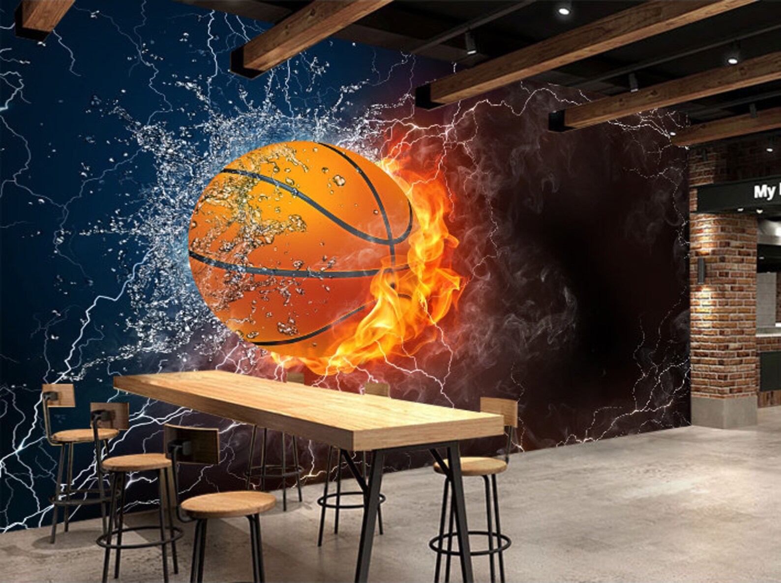Flame Basketball 2283 Wallpaper Mural Self Adhesive Peel and | Etsy