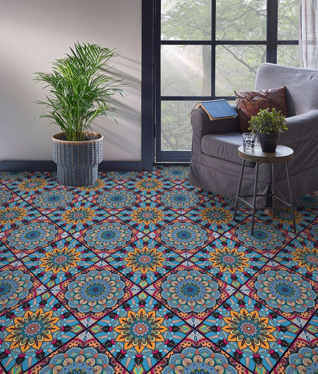 3D Tile Pattern 6144 Floor Wallpaper Murals Self-adhesive Removable ...