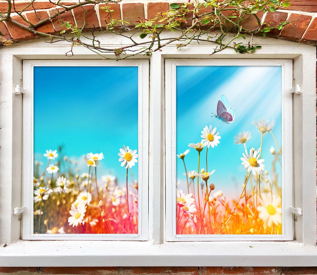 3D Spring Cute Daisy W6179 Window Film Print Sticker Cling Stained ...