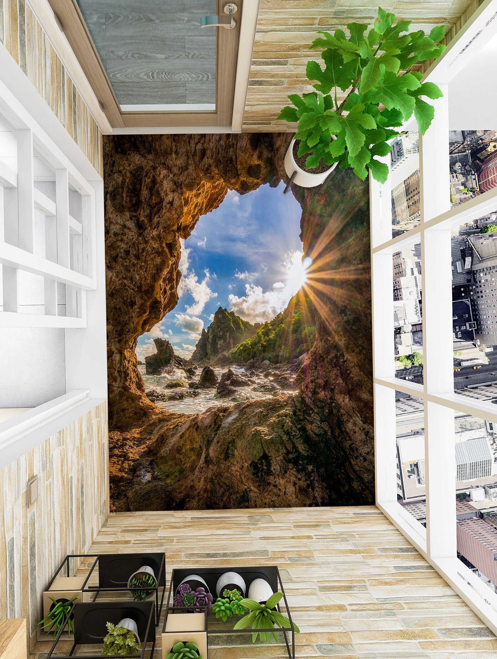 3D Seaside Cave 9043 Floor Wallpaper Murals Self-adhesive - Etsy