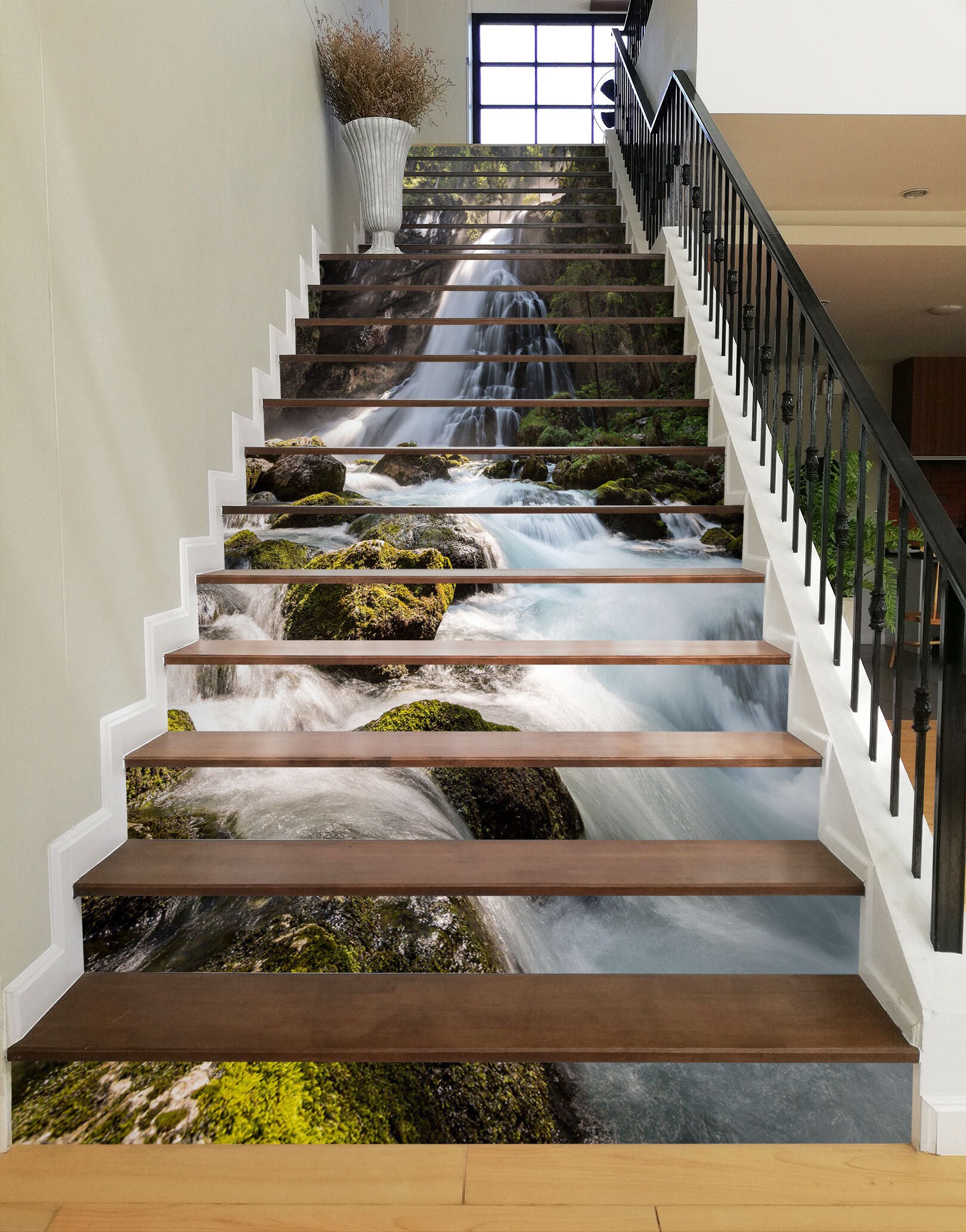 3D Thin Waterfall SS266 Pattern Tile Marble Stair Risers Decoration ...