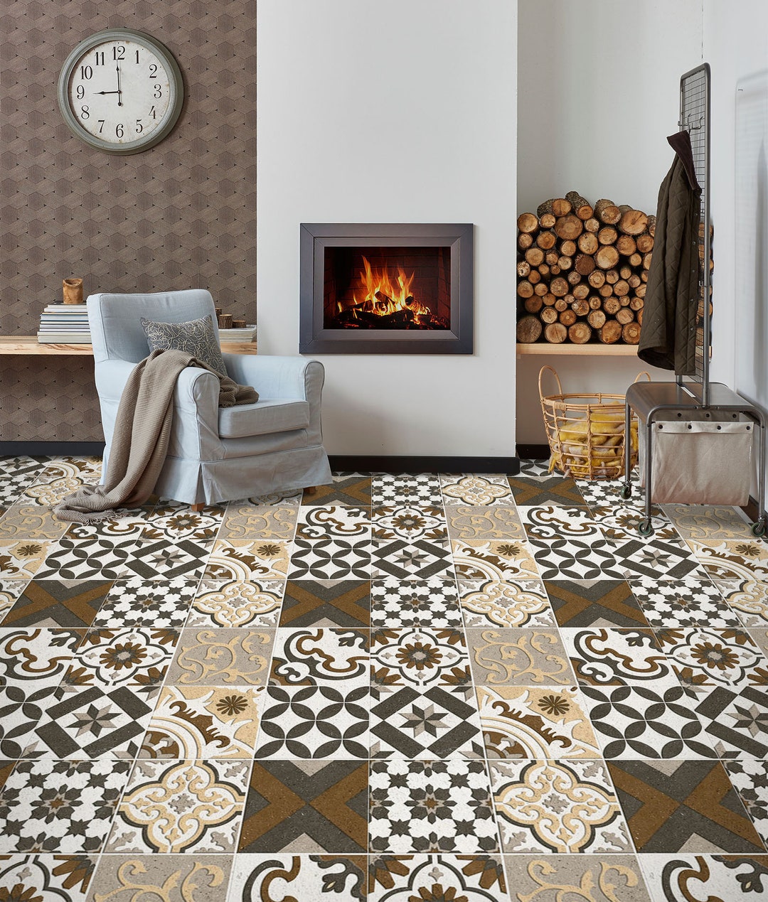 3D Tile Pattern 4293 Floor Wallpaper Murals Self-adhesive Removable ...