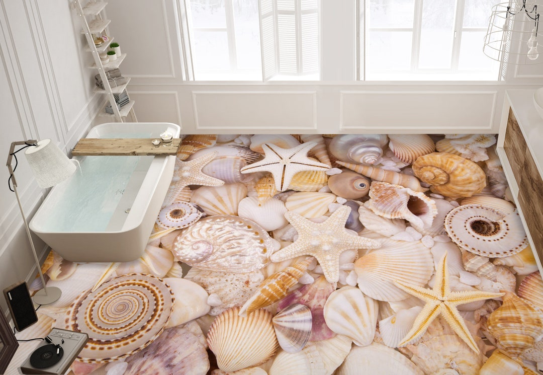 3D Conch Shell 3876 Floor Wallpaper Murals Self-adhesive Removable ...