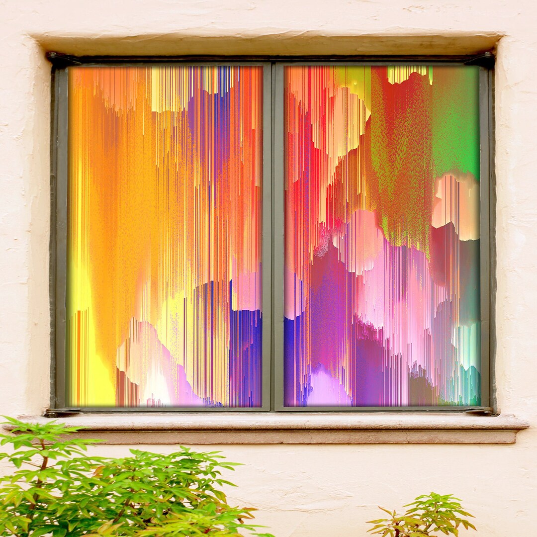 3D Vertical Grain W1449 Window Film Print Sticker Cling Stained Glass ...