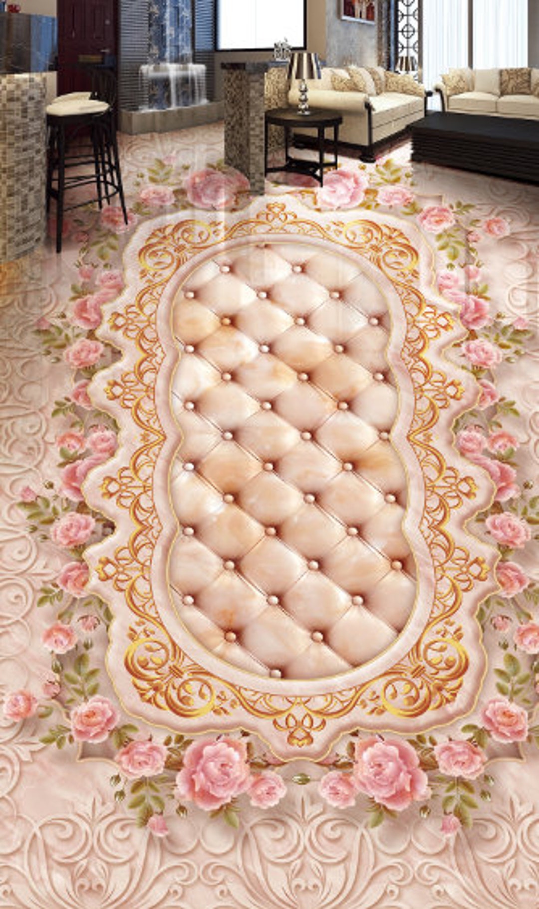 3D Rose Pattern 1227 Floor Wallpaper Murals Self-adhesive Removable ...