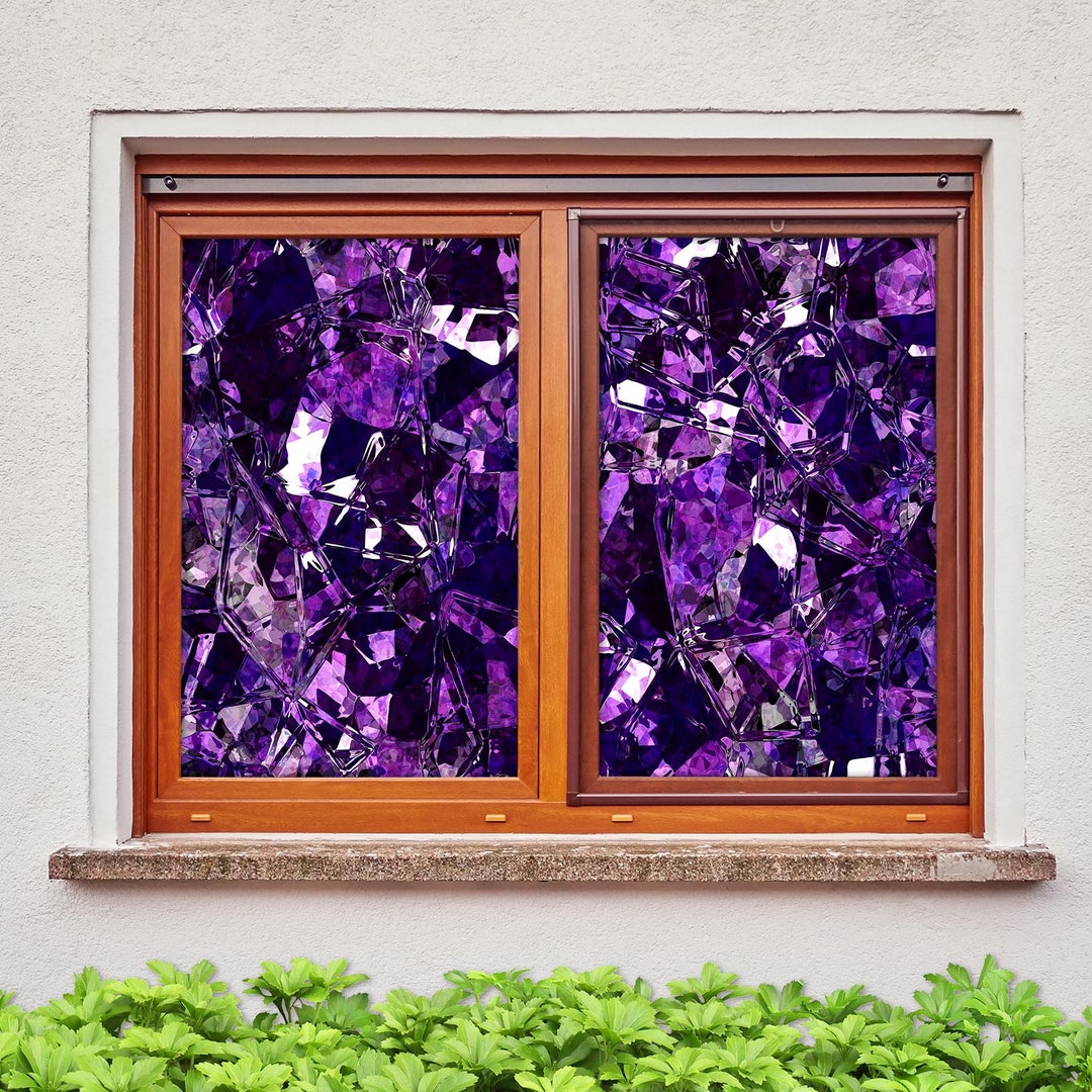 3D Deep Purple Art W2186 Window Film Print Sticker Cling Stained Glass ...