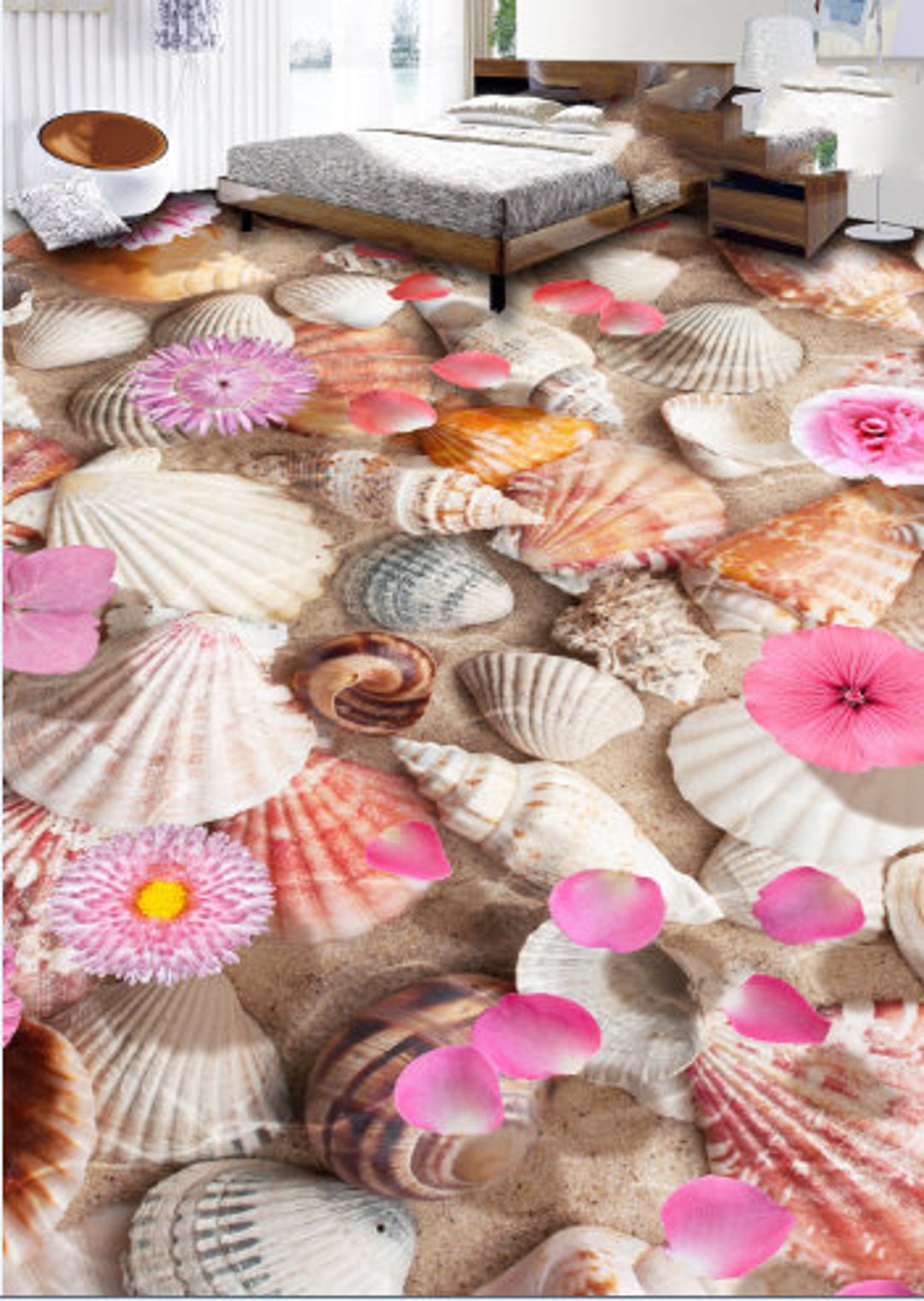 3D Seashell Petals 0341 Floor Wallpaper Murals Self-adhesive Removable ...