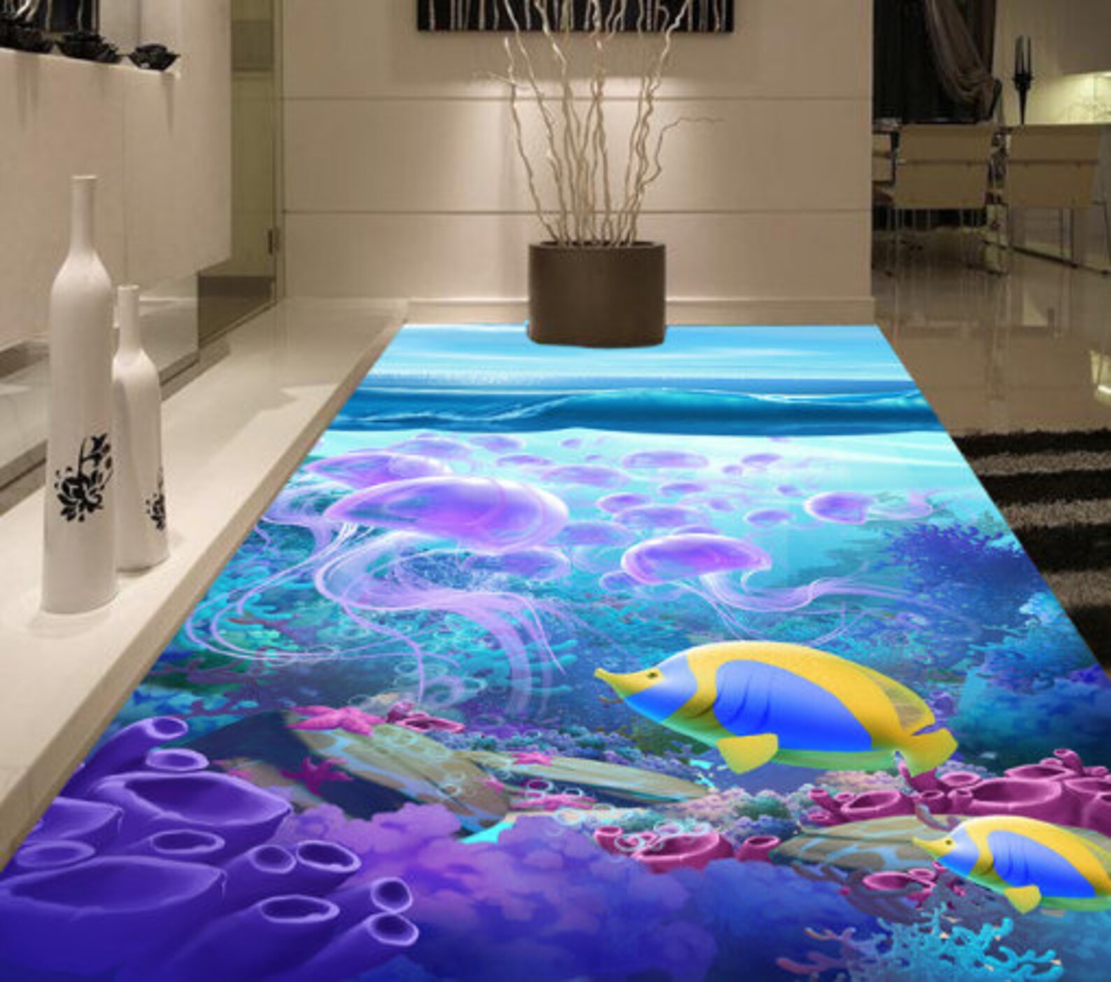 3D Purple Jellyfish 1014 Floor Wallpaper Murals Self-adhesive - Etsy