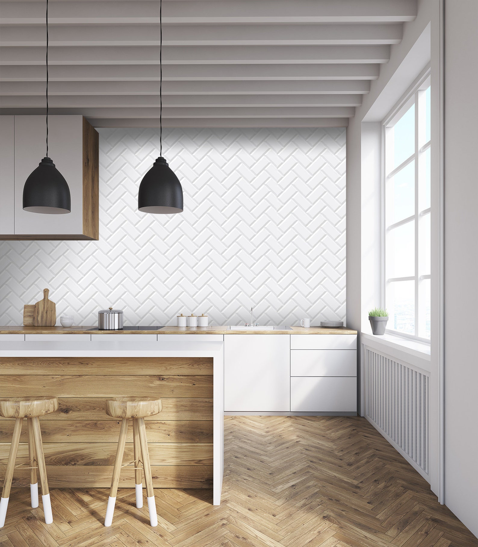 Wave Brick 2946 Wallpaper Mural Self Adhesive Peel and Stick - Etsy