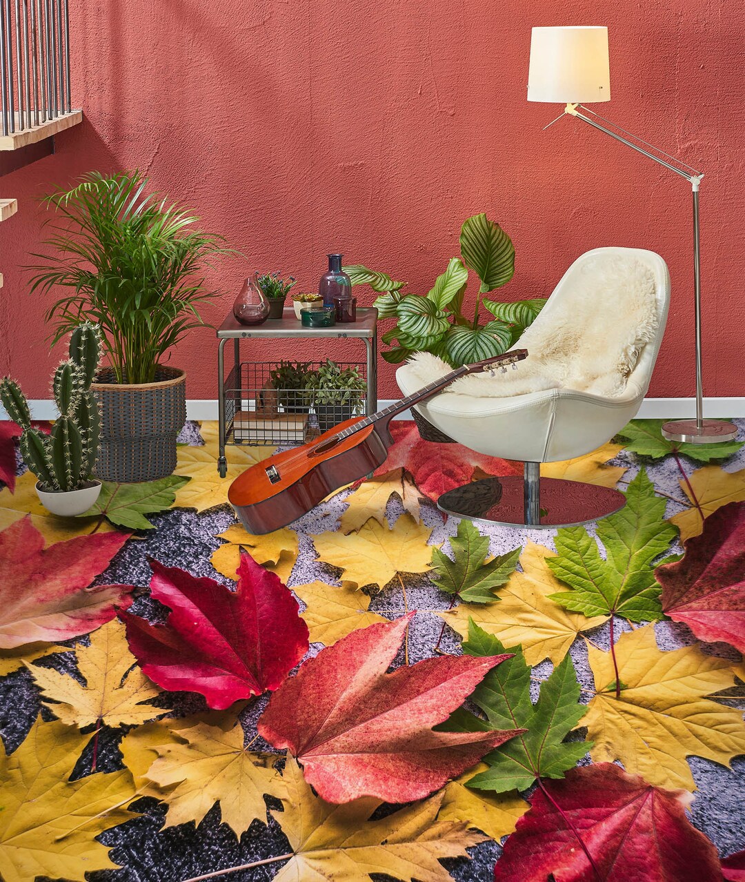 3D Maple Leaf 3877 Floor Wallpaper Murals Self-adhesive Removable ...