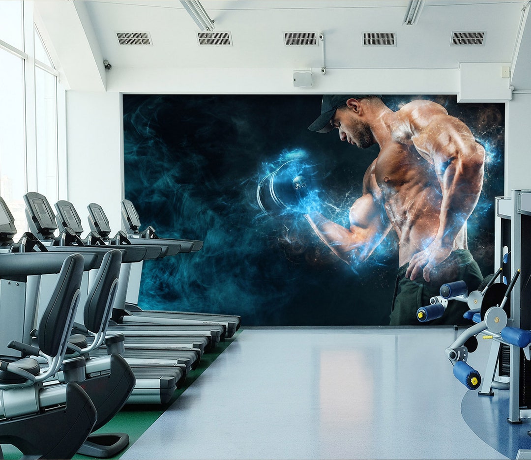 3D Blue Energy 5100 Gym Sports Wallpaper Mural Self Adhesive Peel and ...