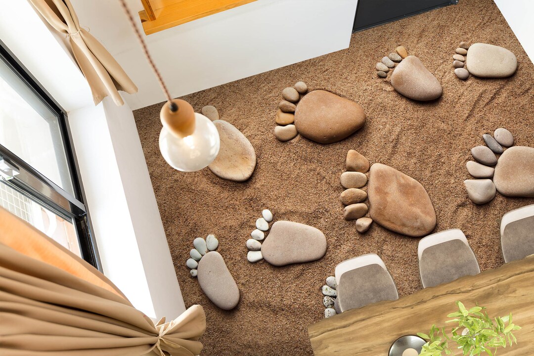 3D Stone Footprints 6482 Floor Wallpaper Murals Self-adhesive Removable ...